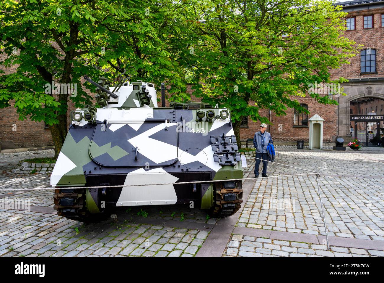 OSLO, NORWAY – JULY 16, 2023: camouflaged tank outside the Norwegian ...
