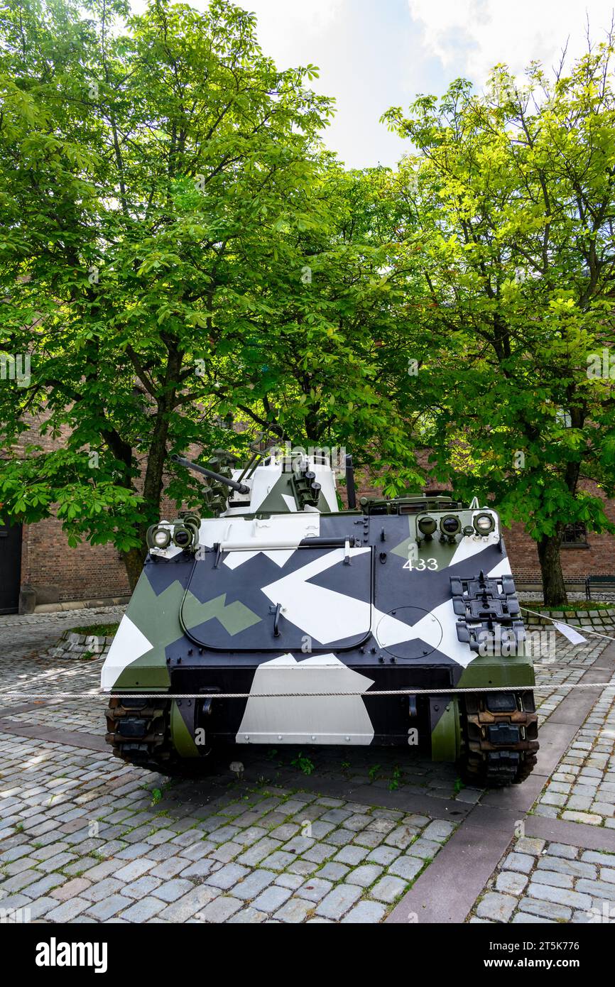 OSLO, NORWAY – JULY 16, 2023: camouflaged tank outside the Norwegian ...