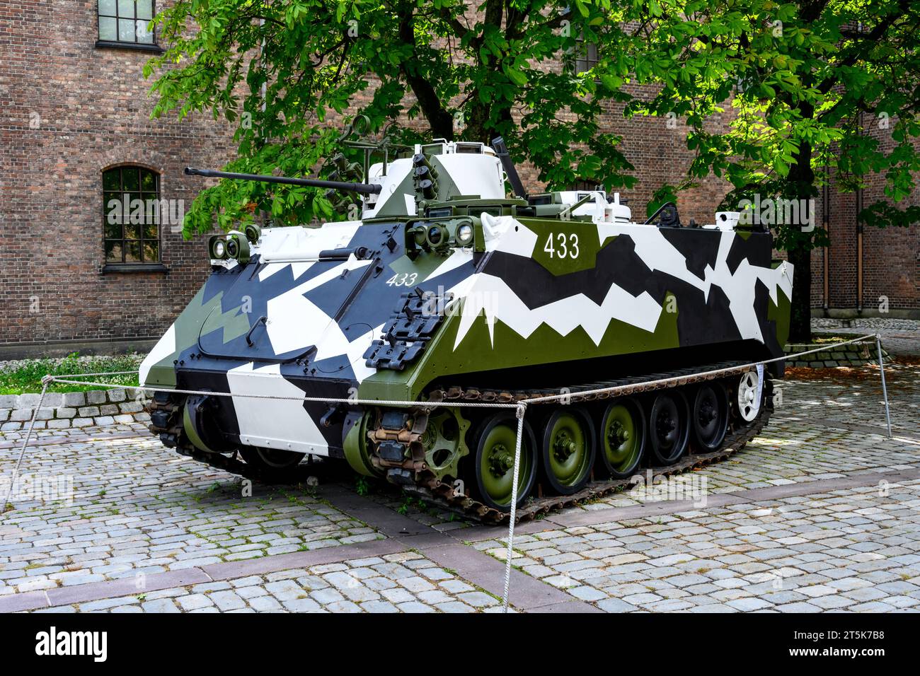 OSLO, NORWAY – JULY 16, 2023: camouflaged tank outside the Norwegian ...