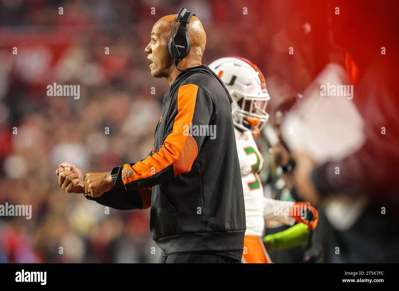 November 4, 2023: Defensive line coach for Miami, Jason Taylor, call ...