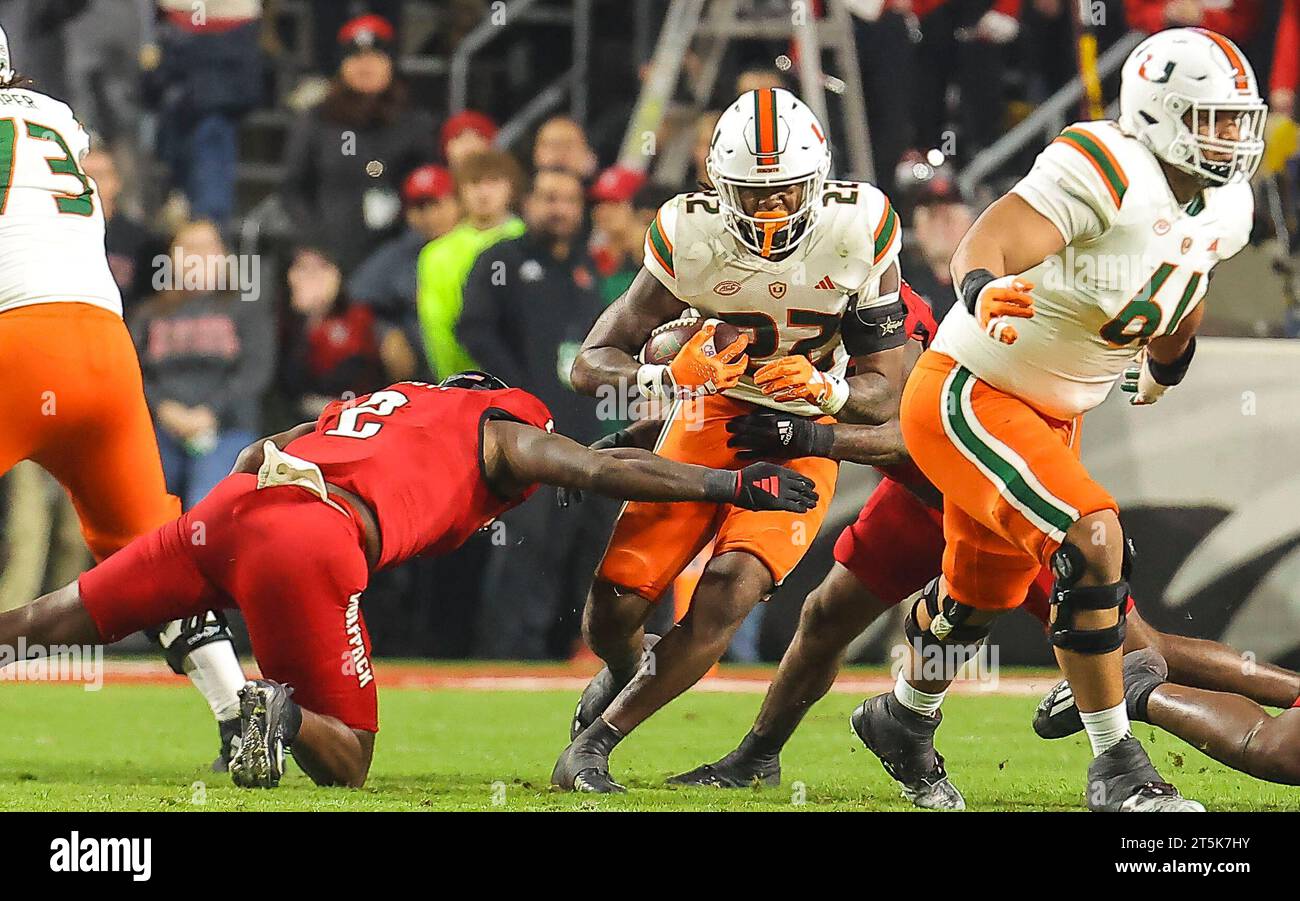 November 4,2023: University of Miami freshman Mark Fletcher Jr. (22 ...