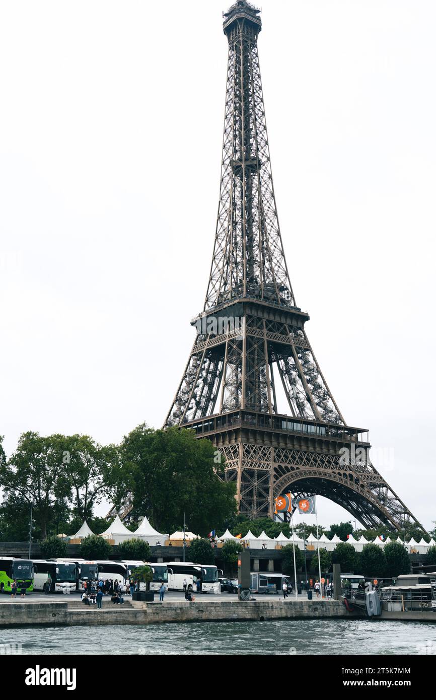 Eiffle tower in the summer in a beautiful daylight from Seine River ...