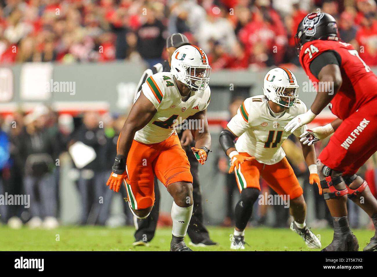 November 4, 2023: University of Miami freshman Rueben Bain Jr. (44 ...