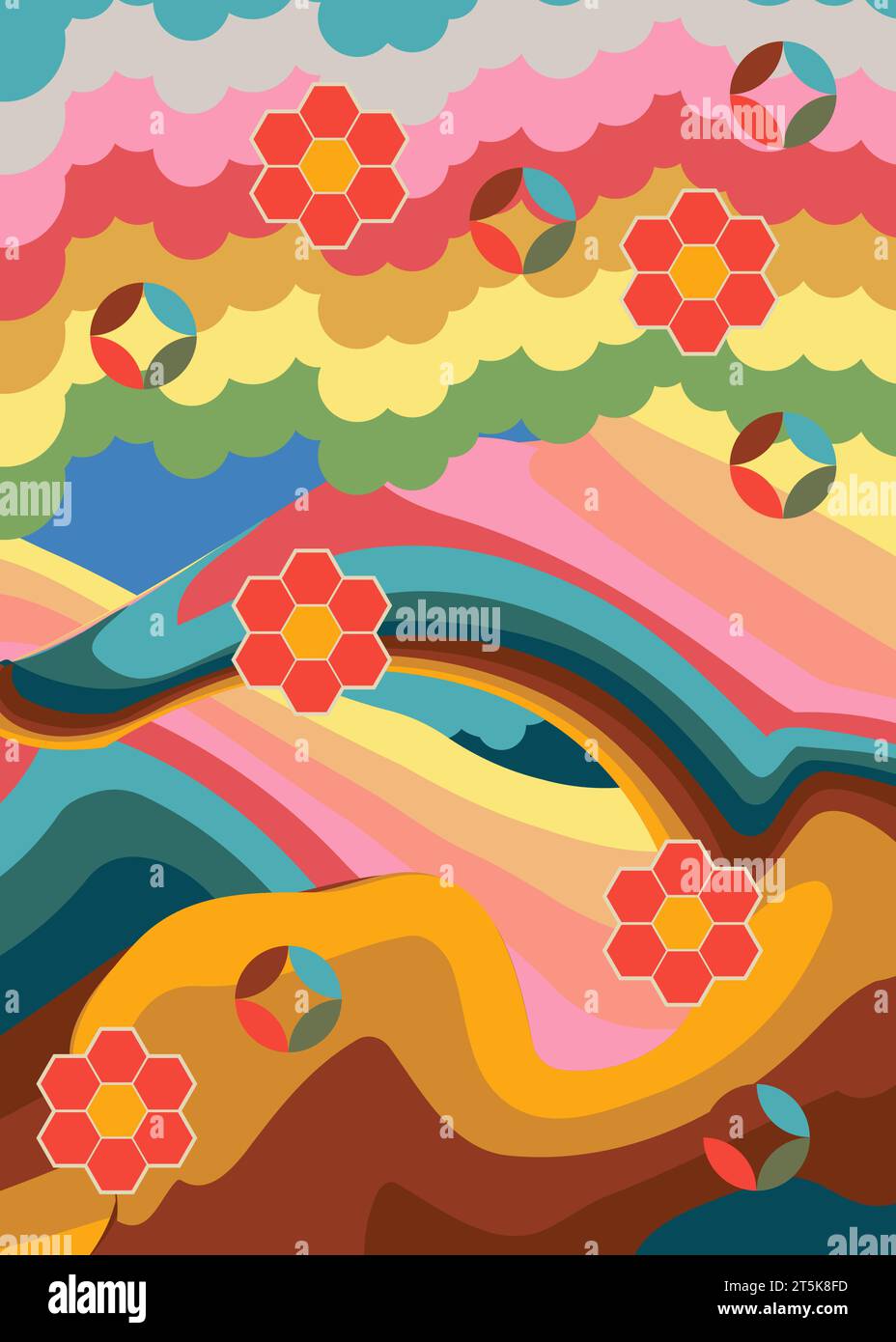 Simple retro 70s background. Groovy abstract 1970s art template. Buzy ...