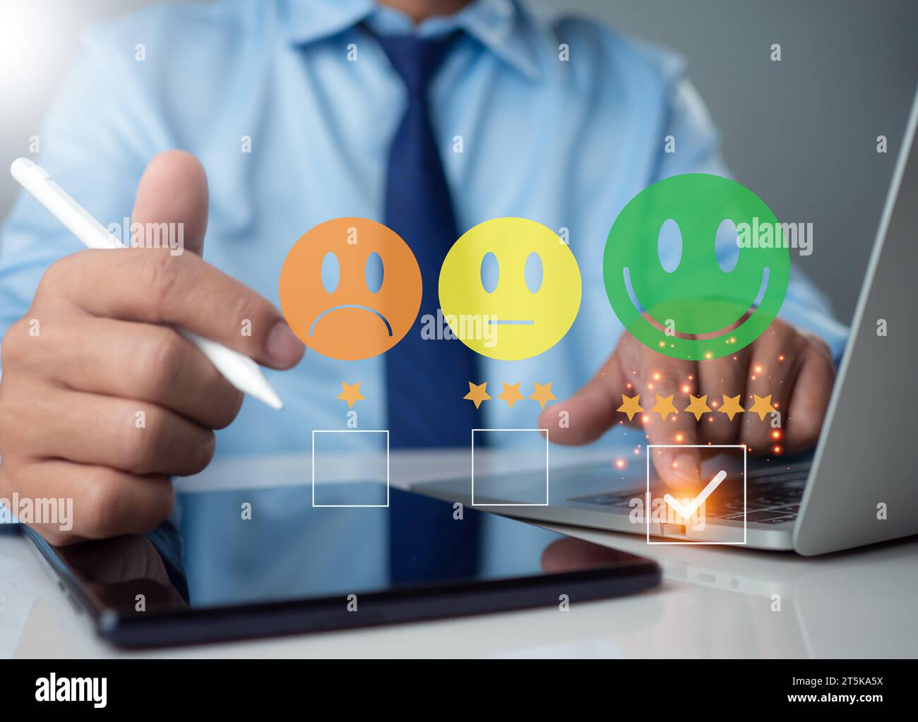 Customer satisfaction survey concept, online service experience ...