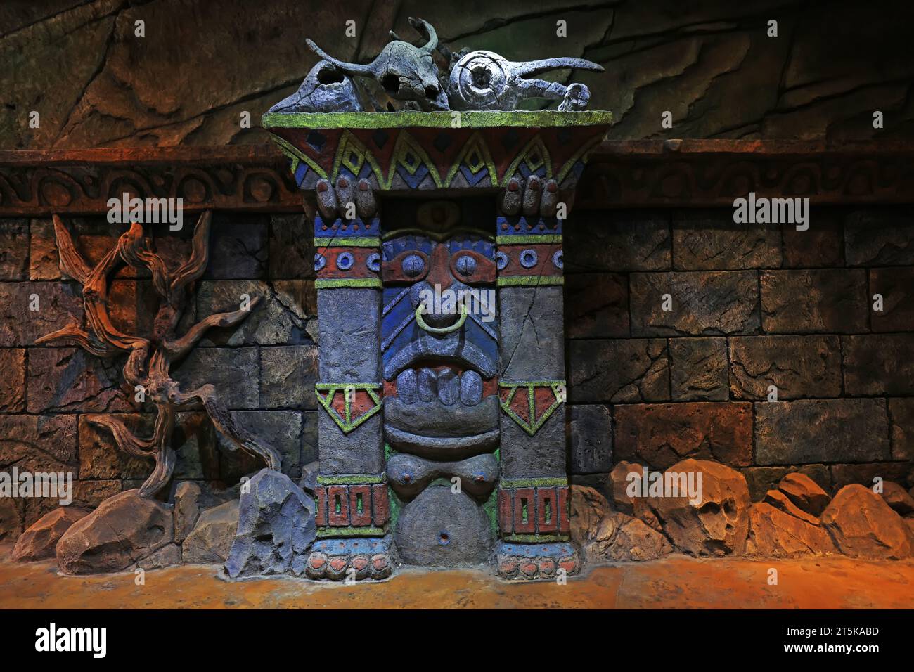 The interior walls are decorated in a park with animal bones embedded ...