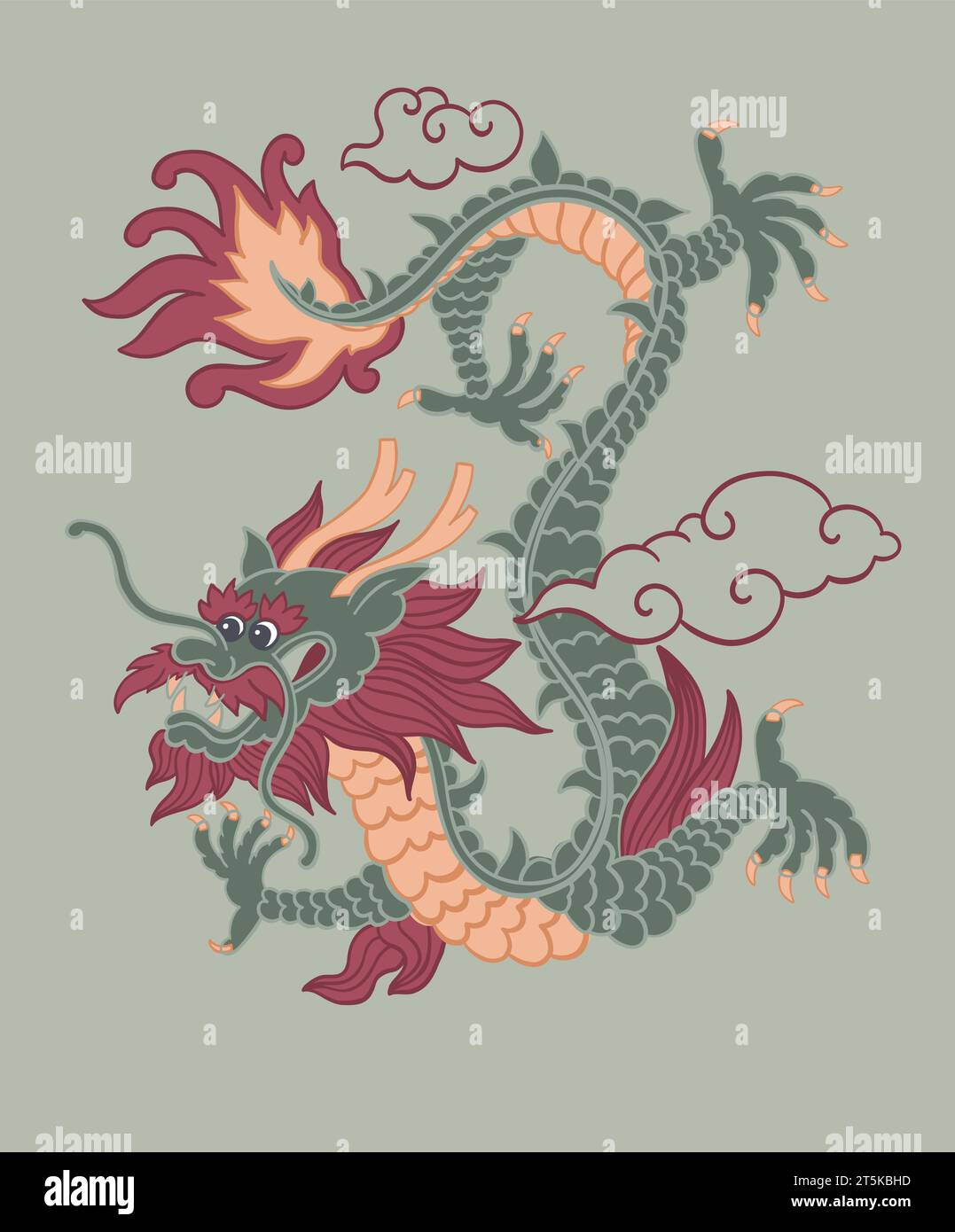 Chinese folklore creature, dragon beast with claws Stock Vector Image ...