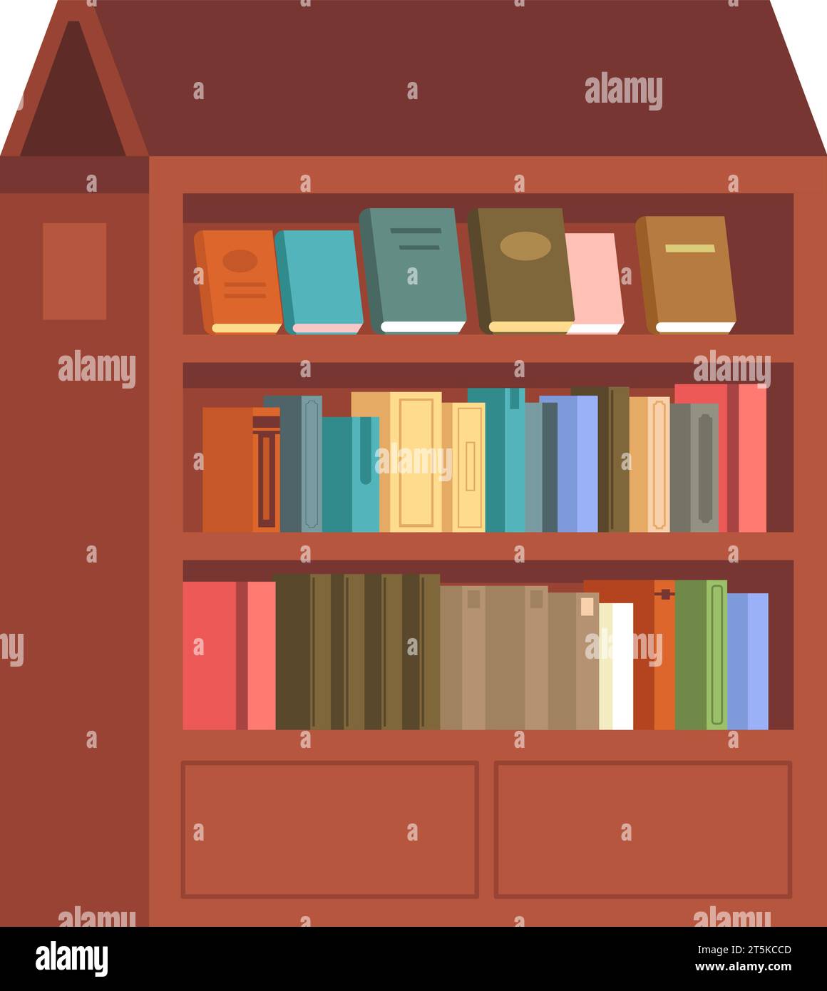Home or school library, shelves with books vector Stock Vector Image ...
