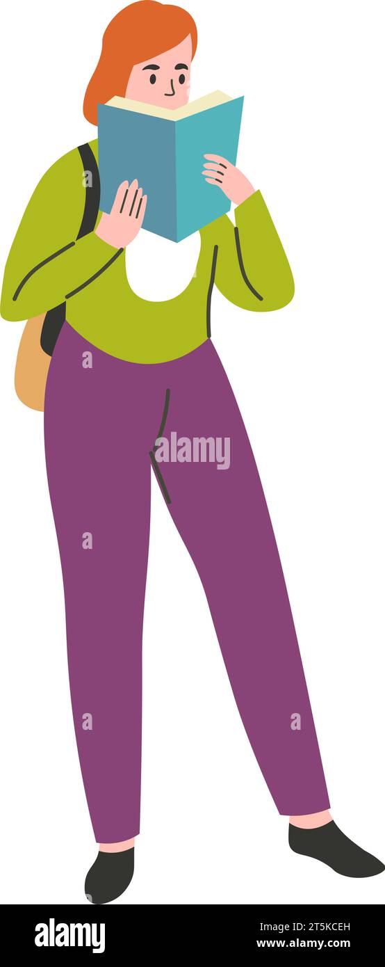 Lady reading book, self education and studying Stock Vector Image & Art ...