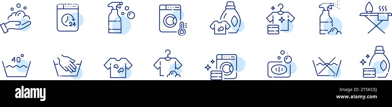 Set of laundry tag icons. Hand and machine service. Stain removing soap ...