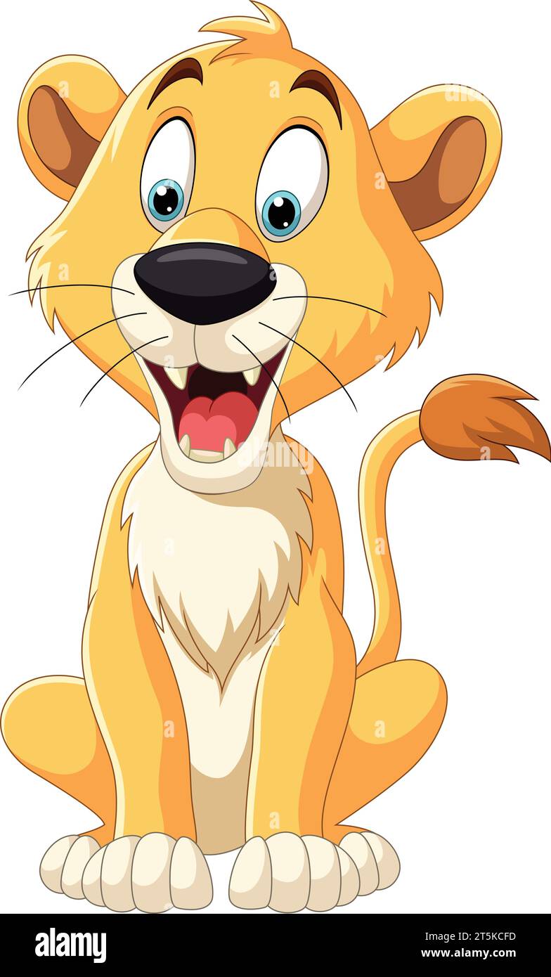 Cartoon funny lion on white background Stock Vector Image & Art - Alamy