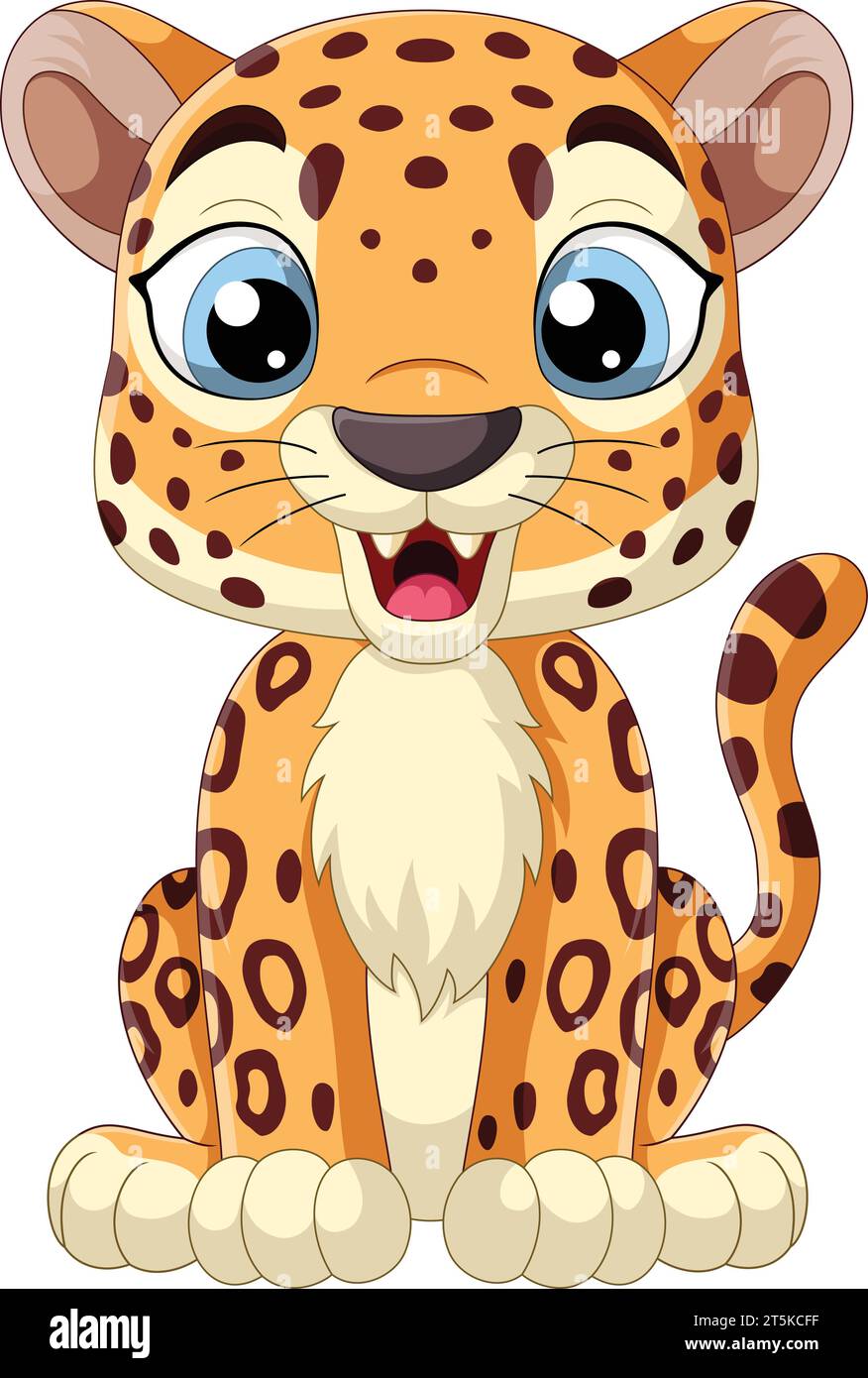 Cute little leopard cartoon sitting Stock Vector Image & Art - Alamy