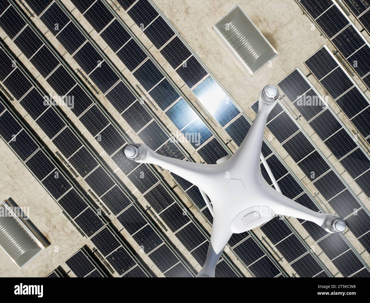 Overhead Aerial view of a Drone Flying over an Industrial Warehouse ...