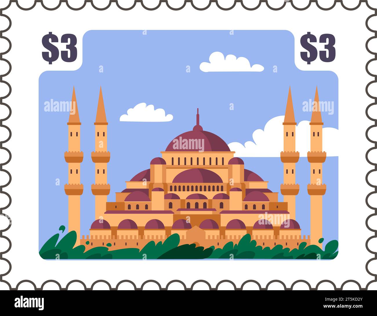 Hagia Sofia in Istanbul, mosque postage stamp Stock Vector Image & Art ...