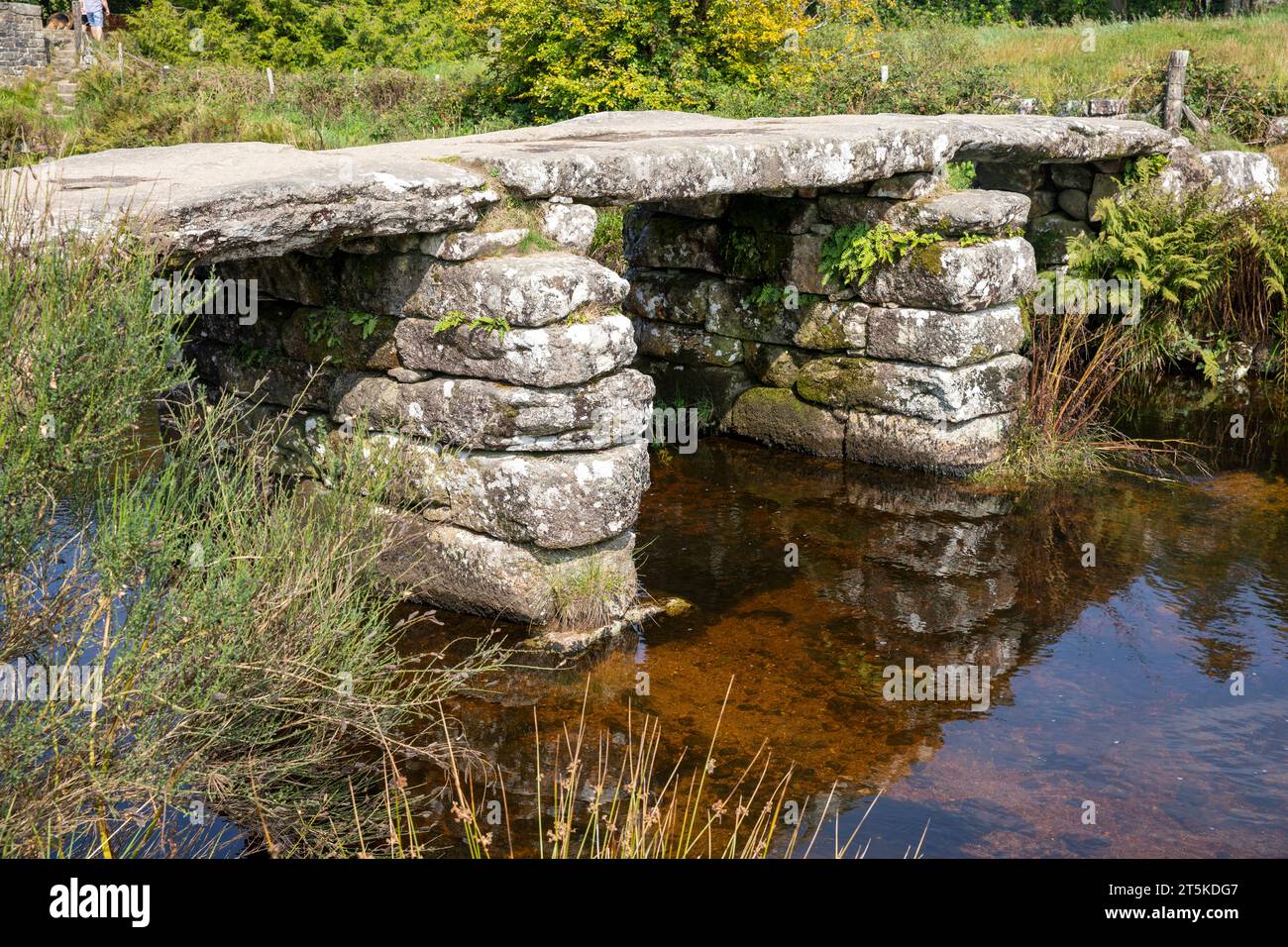 Dartmoor National Park, Postbridge clapper medieval bridge across the ...