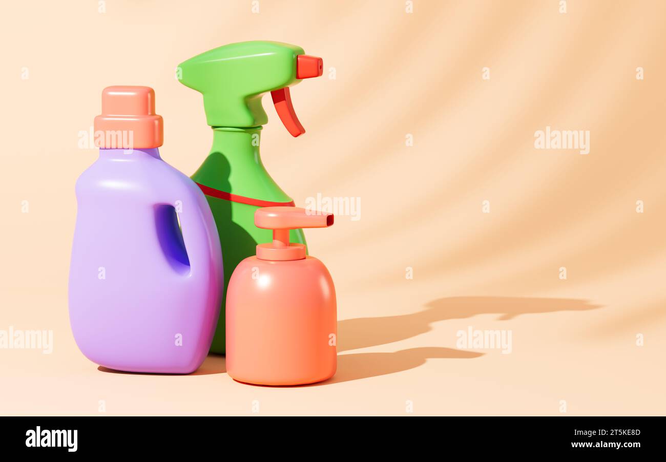 Cartoon laundry detergent in the yellow background, 3d rendering. 3d ...
