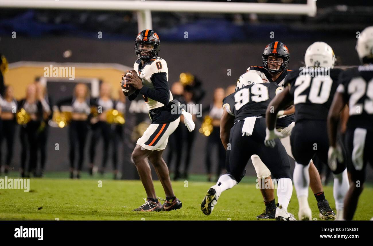 Oregon State quarterback Aidan Chiles (0) in the first half of an NCAA ...