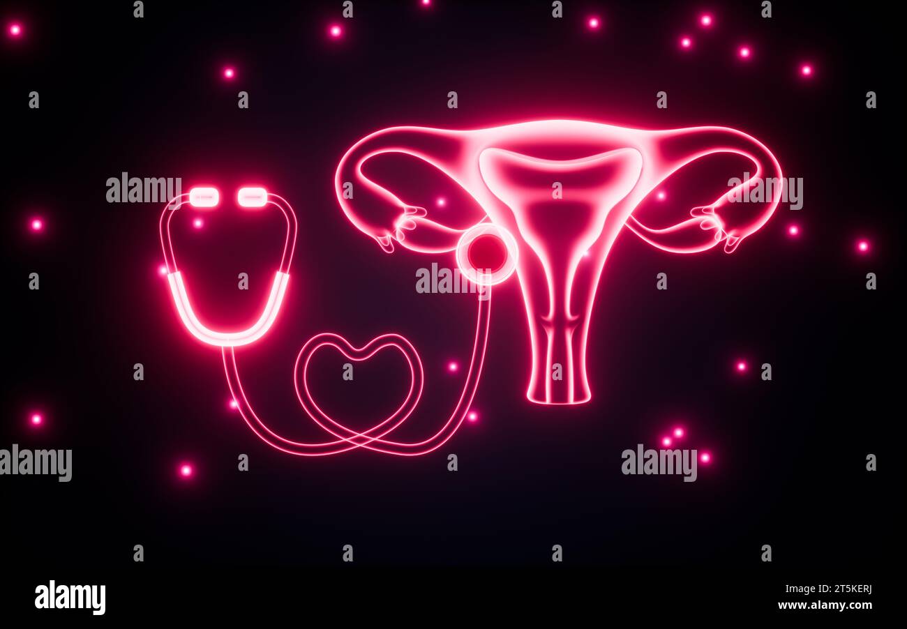 Echoscope and uterus, uterine examination, gynecological examination ...