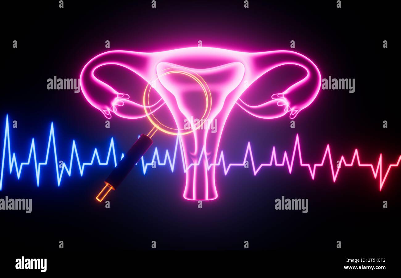 Uterus and menstrual cycle, gynecological health, 3d rendering. 3d ...