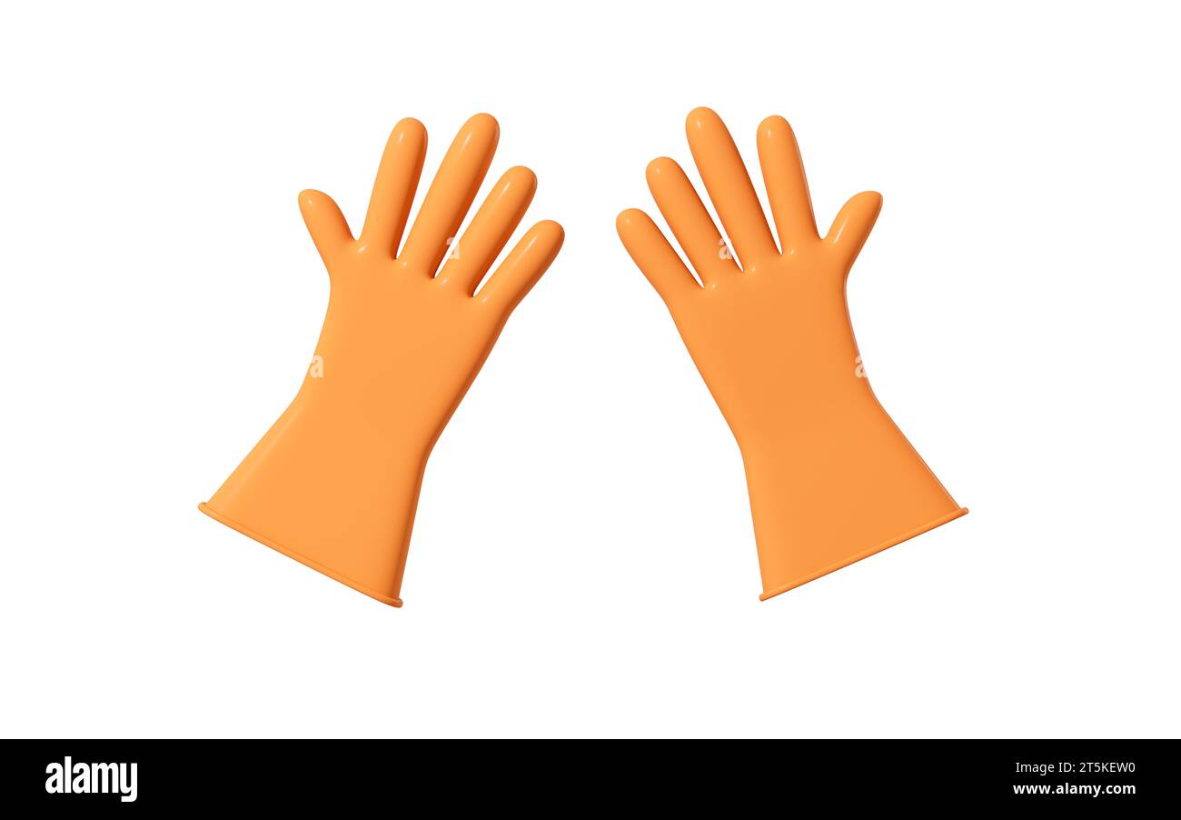 Cartoon rubber gloves, 3d rendering. 3d illustration Stock Photo - Alamy