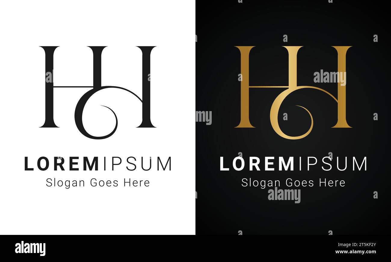 Luxury Initial HH Monogram Text Letter Logo Design Stock Vector Image ...