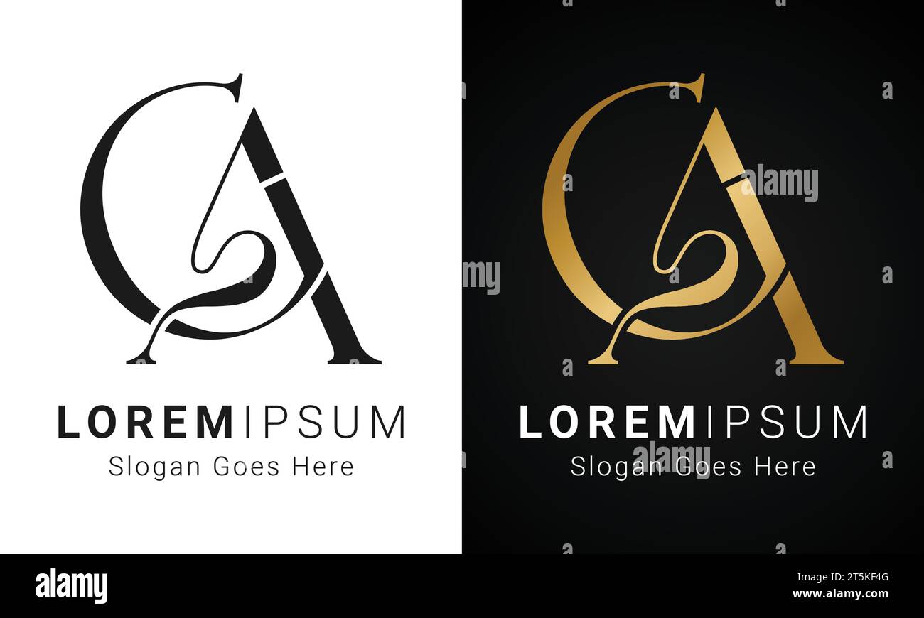 Luxury Initial GA or AG Monogram Text Letter Logo Design Stock Vector ...