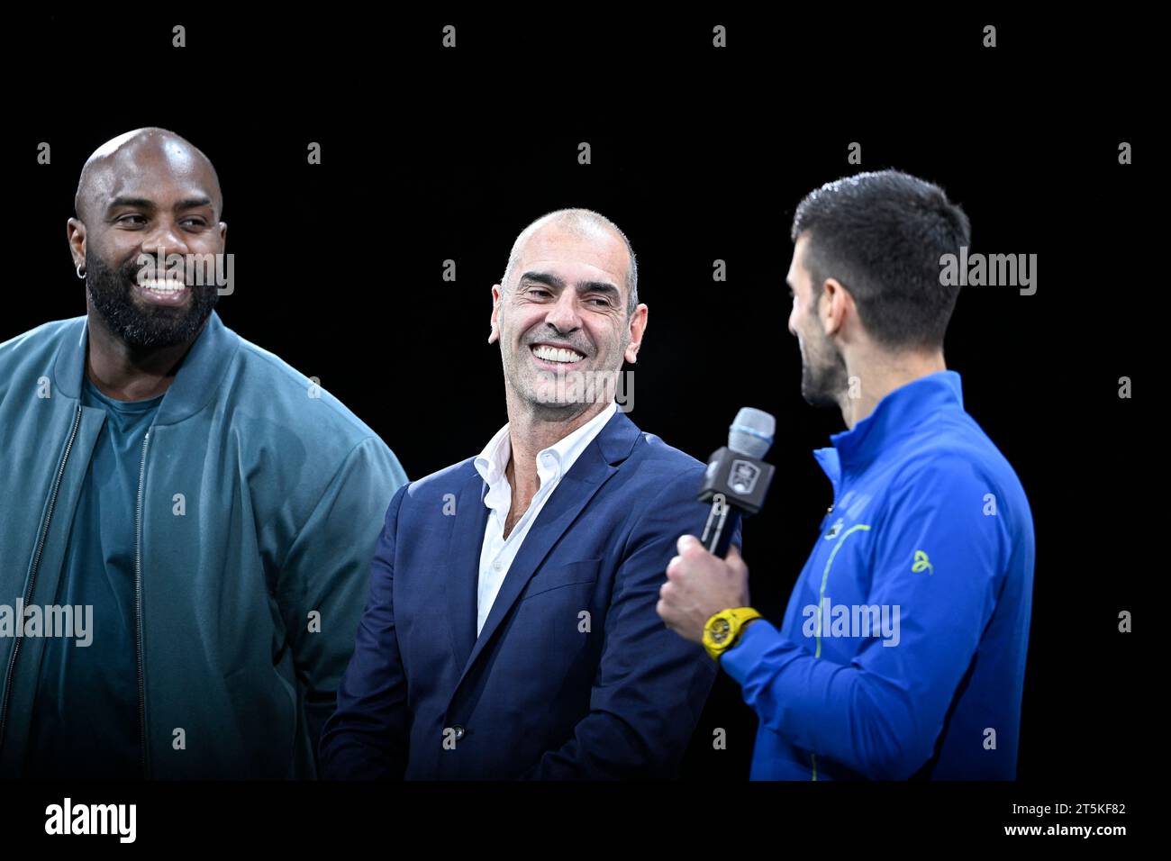 Paris, France. 05th Nov, 2023. Cedric Pioline and Novak Djokovic during ...