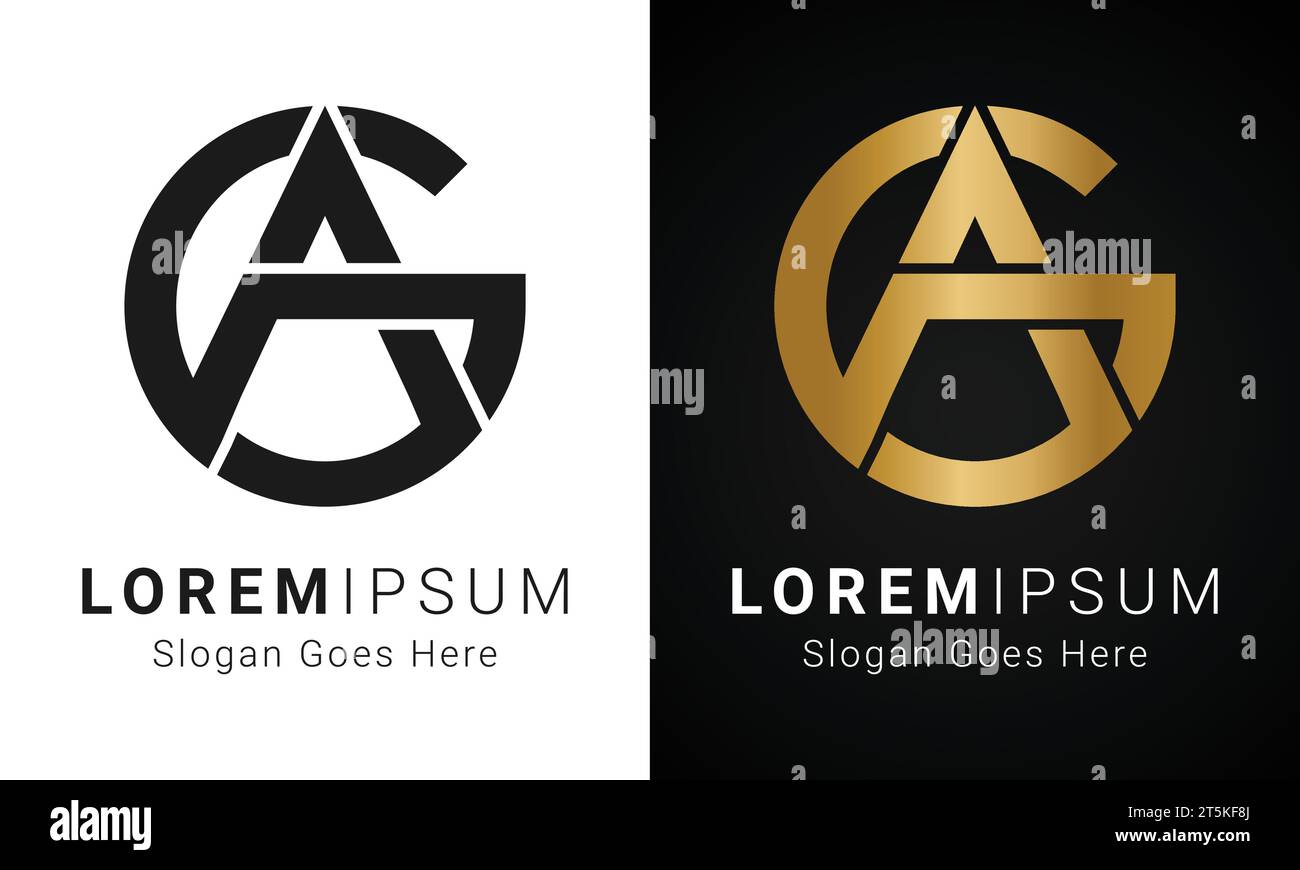 Luxury Initial GA or AG Monogram Text Letter Logo Design Stock Vector ...