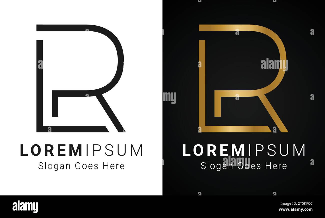 Luxury Initial LR or RL Monogram Text Letter Logo Design Stock Vector ...