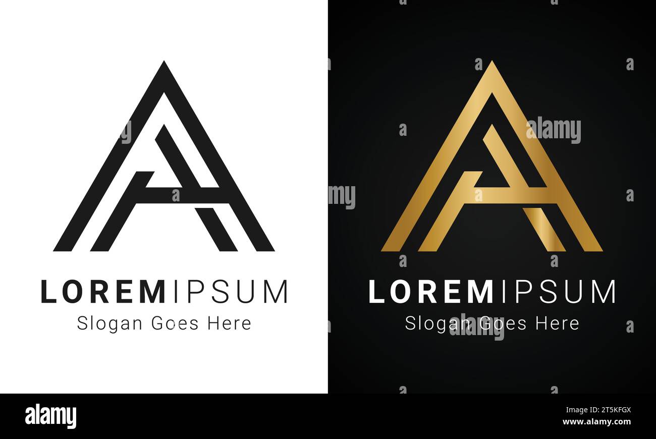 Luxury Initial AA Monogram Text Letter Logo Design Stock Vector Image ...