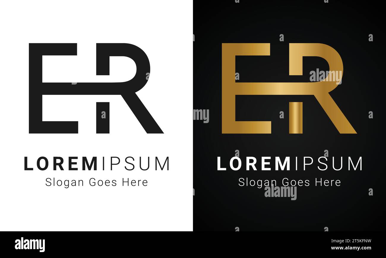 Luxury Initial ER or RE Monogram Text Letter Logo Design Stock Vector ...