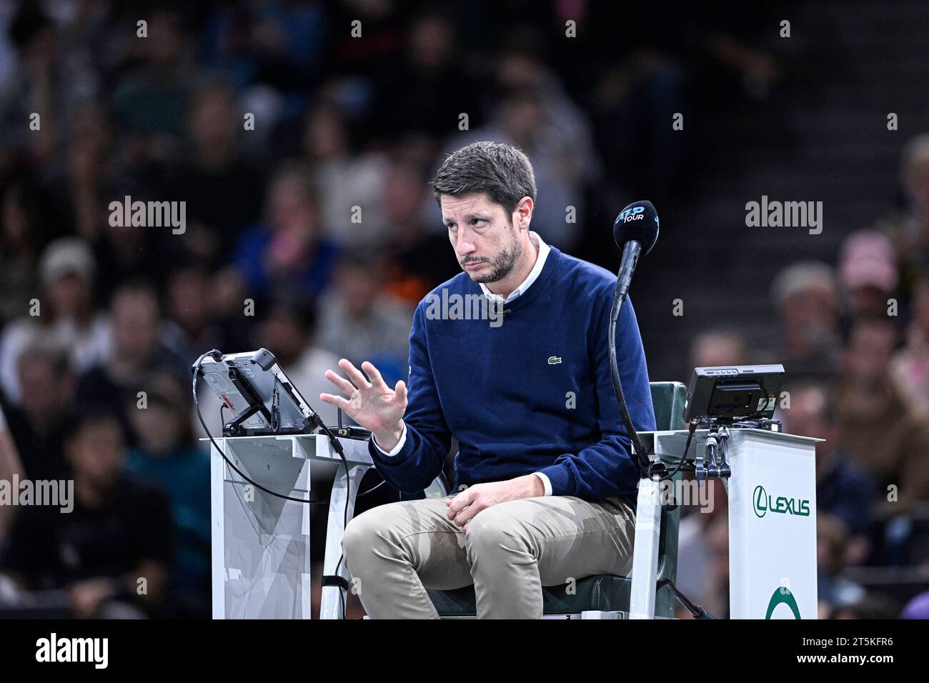 Paris, France. 05th Nov, 2023. French referee chair umpire Renaud ...