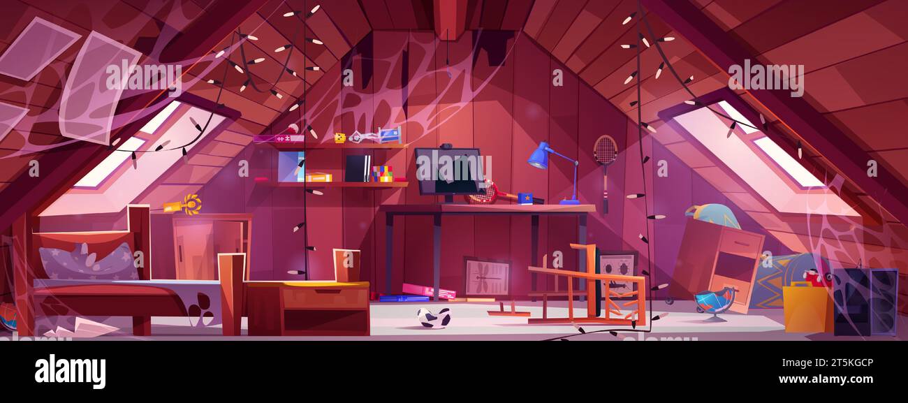 Messy attic room Stock Vector Images - Alamy