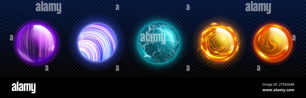 Magic energy orb ball icon with glow effect for game. Fantasy fire ...