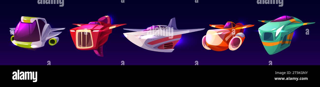 Fantasy spaceship for video game assets. Cartoon vector illustration ...