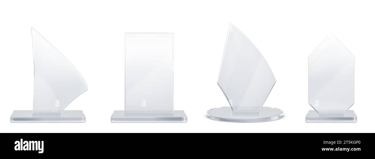 Glass trophies set isolated on white background. Vector realistic ...