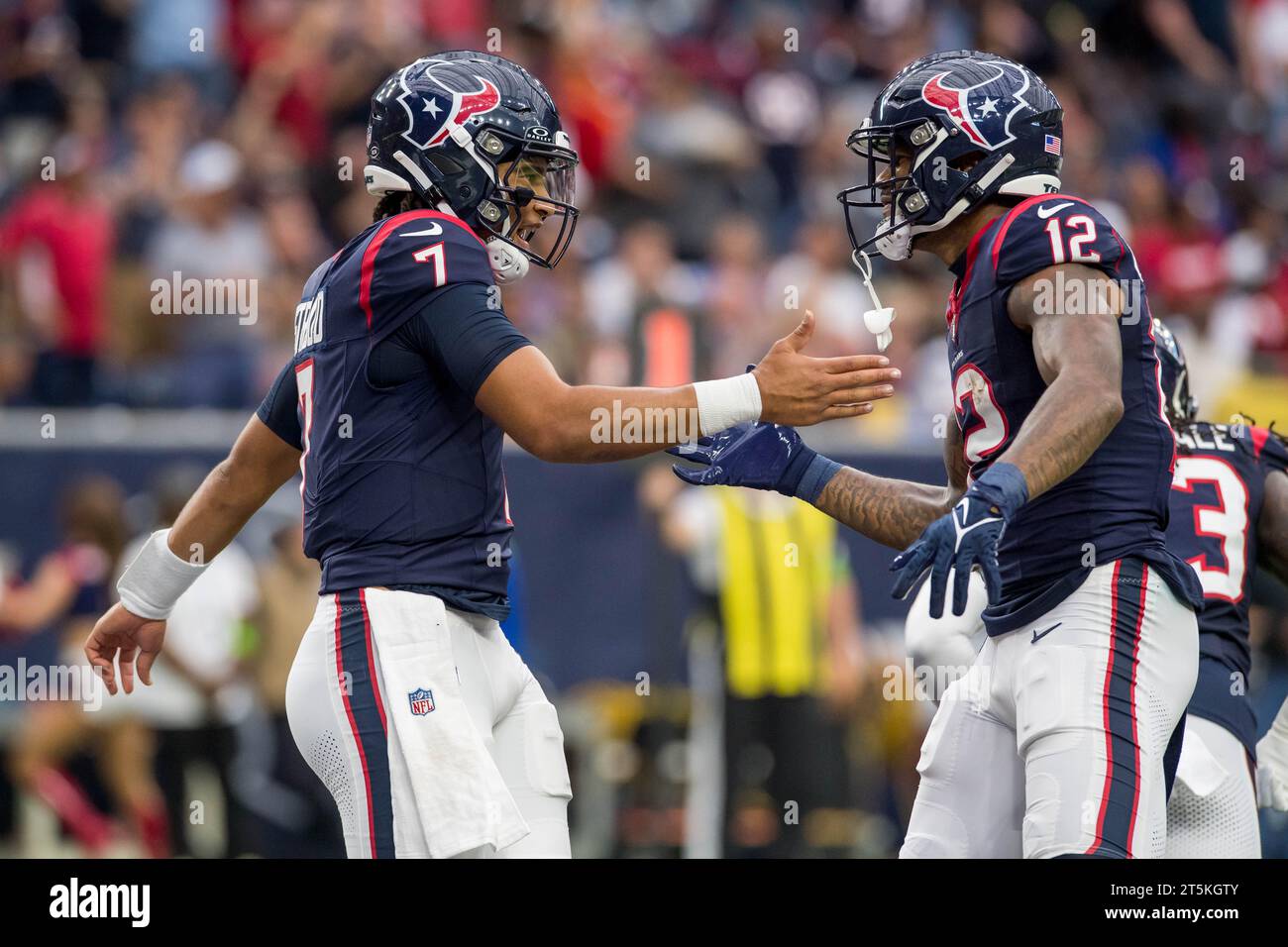 November 5, 2023: Houston Texans quarterback C.J. Stroud (7) and wide receiver Nico Collins (12 ...