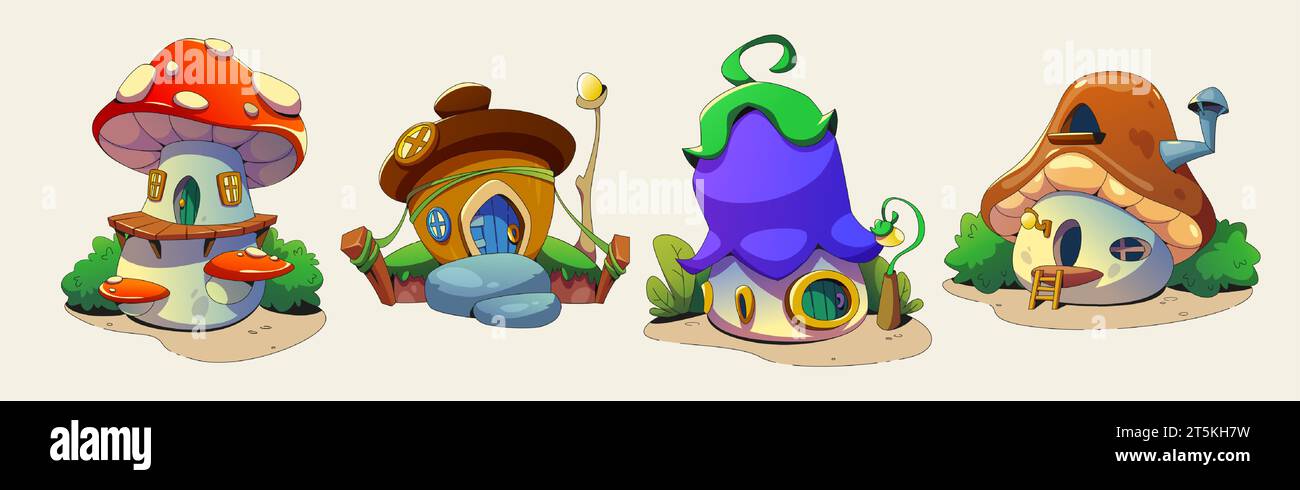 Fairytale tiny magic houses for gnomes and elves made of mushrooms ...