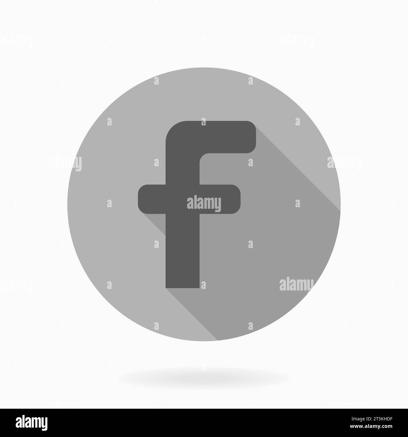 Gray vector letter F in the circle. Flat design and long shadow Stock ...