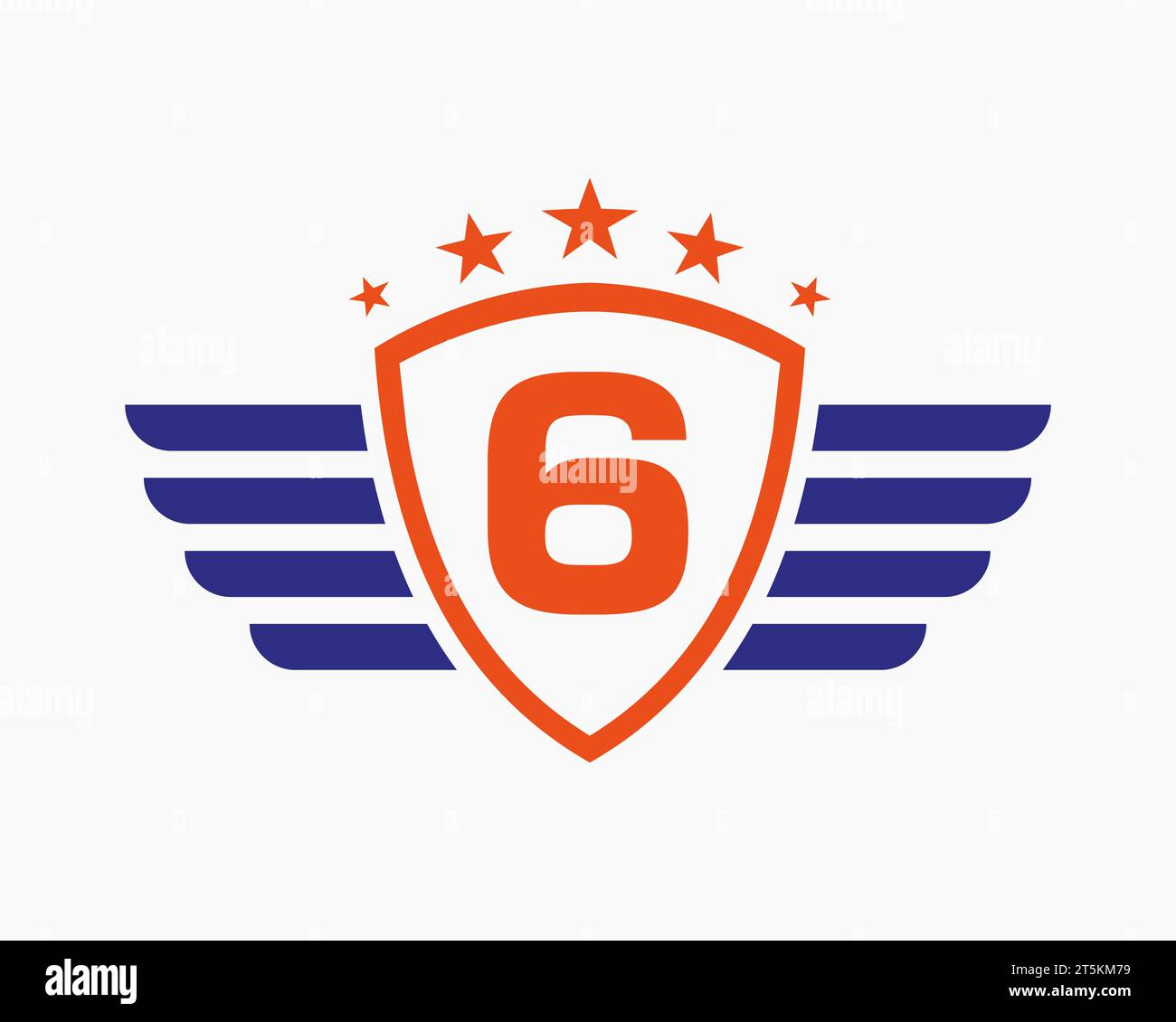 Initial Wing Logo On Letter 6 For Transportation Logo With Star Symbol ...
