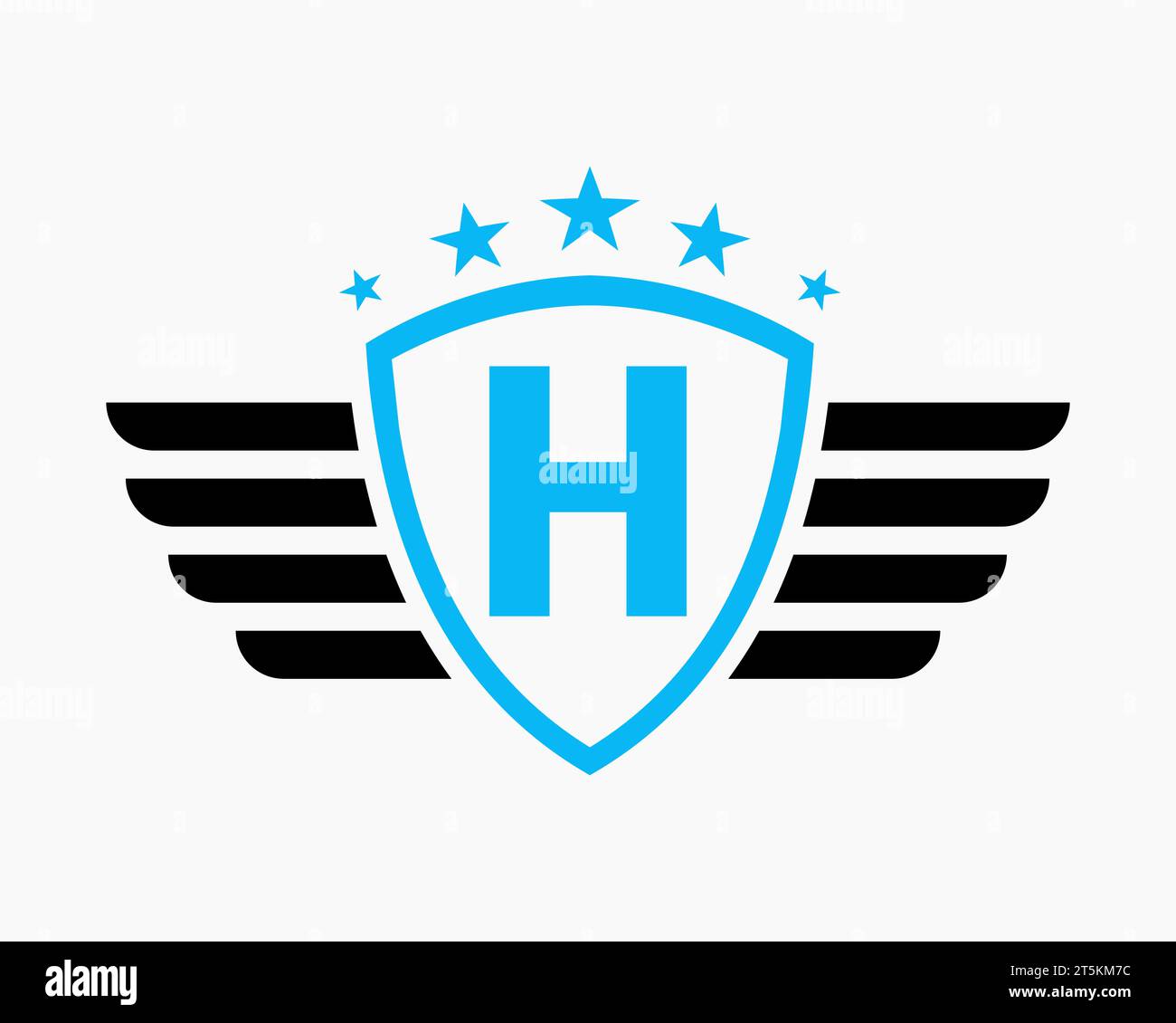 Initial Wing Logo On Letter H For Transportation Logo With Star Symbol ...