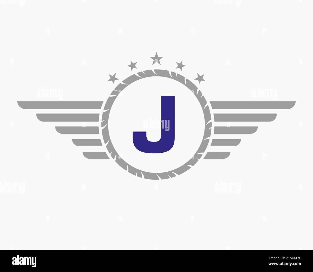 Initial Wing Logo On Letter J For Transportation Logo With Star And ...