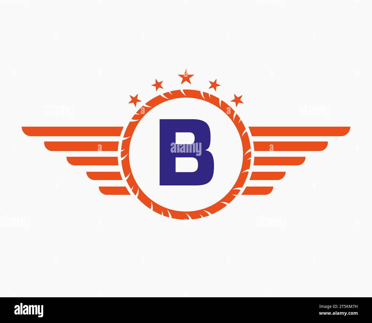 Initial Wing Logo On Letter B For Transportation Logo With Star And ...
