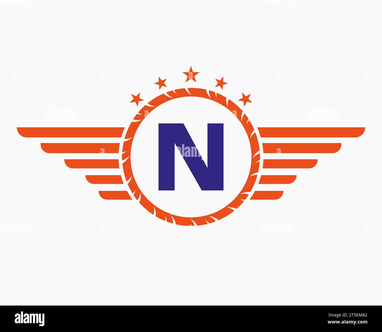 Initial Wing Logo On Letter N For Transportation Logo With Star And ...