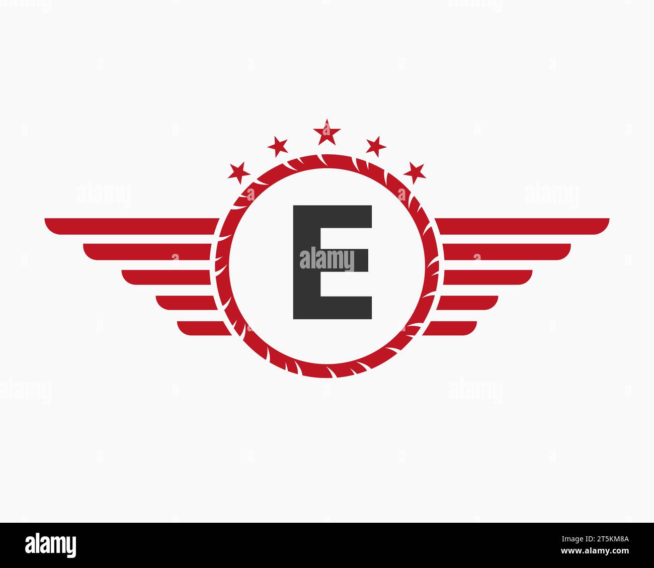 Initial Wing Logo On Letter E For Transportation Logo With Star And ...