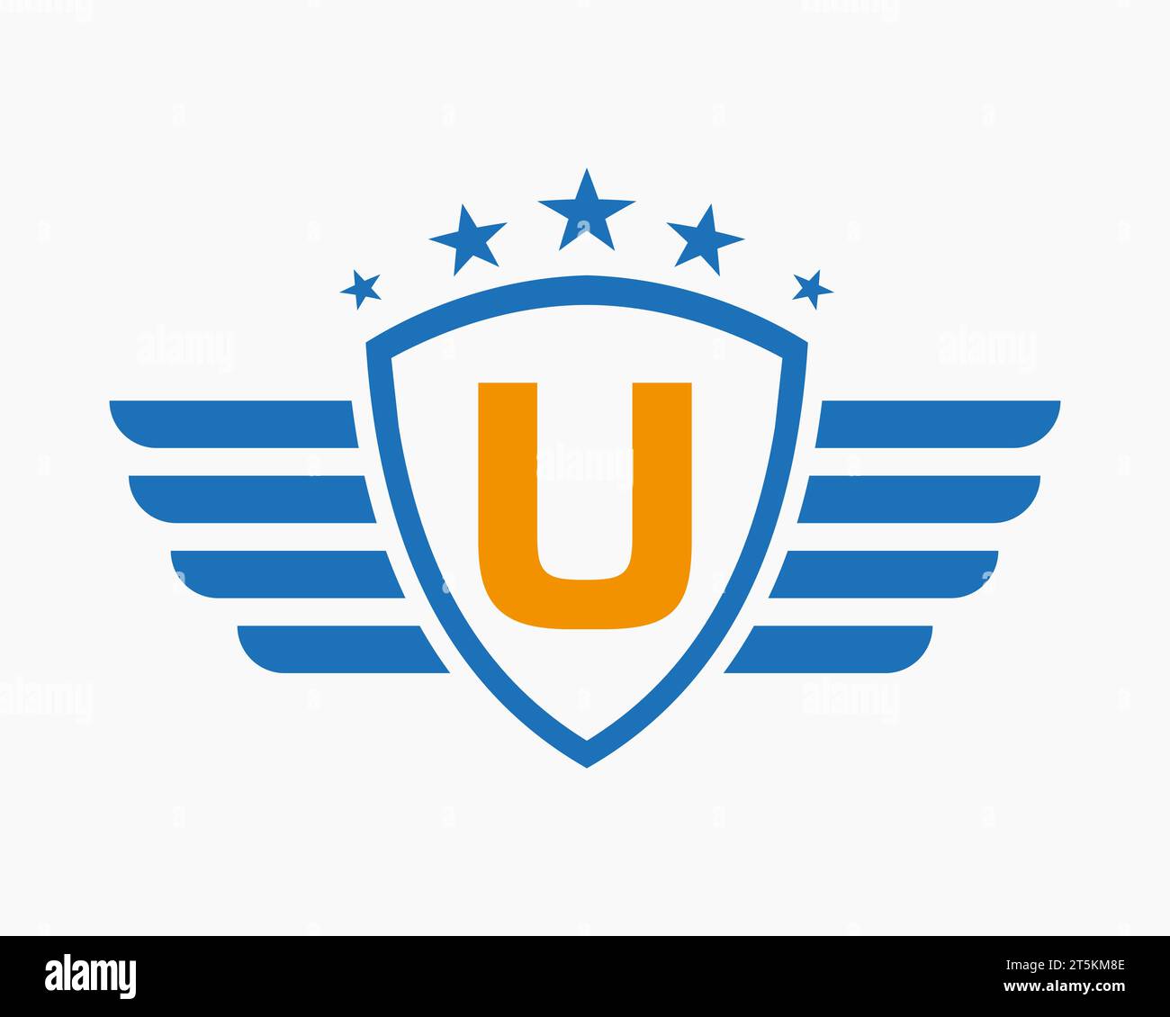 Initial Wing Logo On Letter U For Transportation Logo With Star Symbol ...