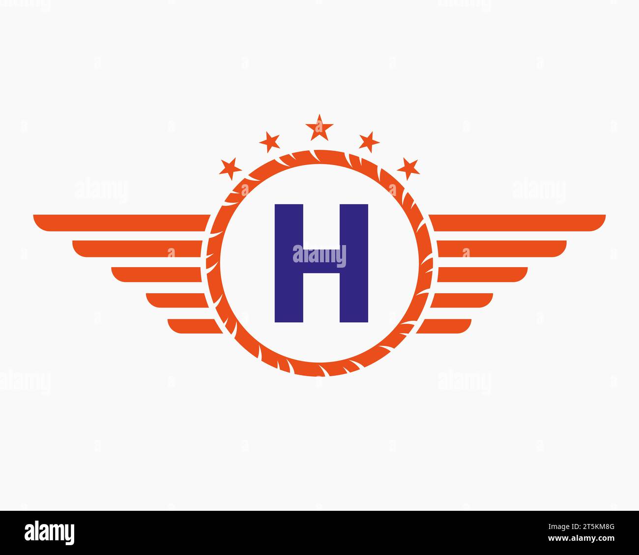 Initial Wing Logo On Letter H For Transportation Logo With Star And ...