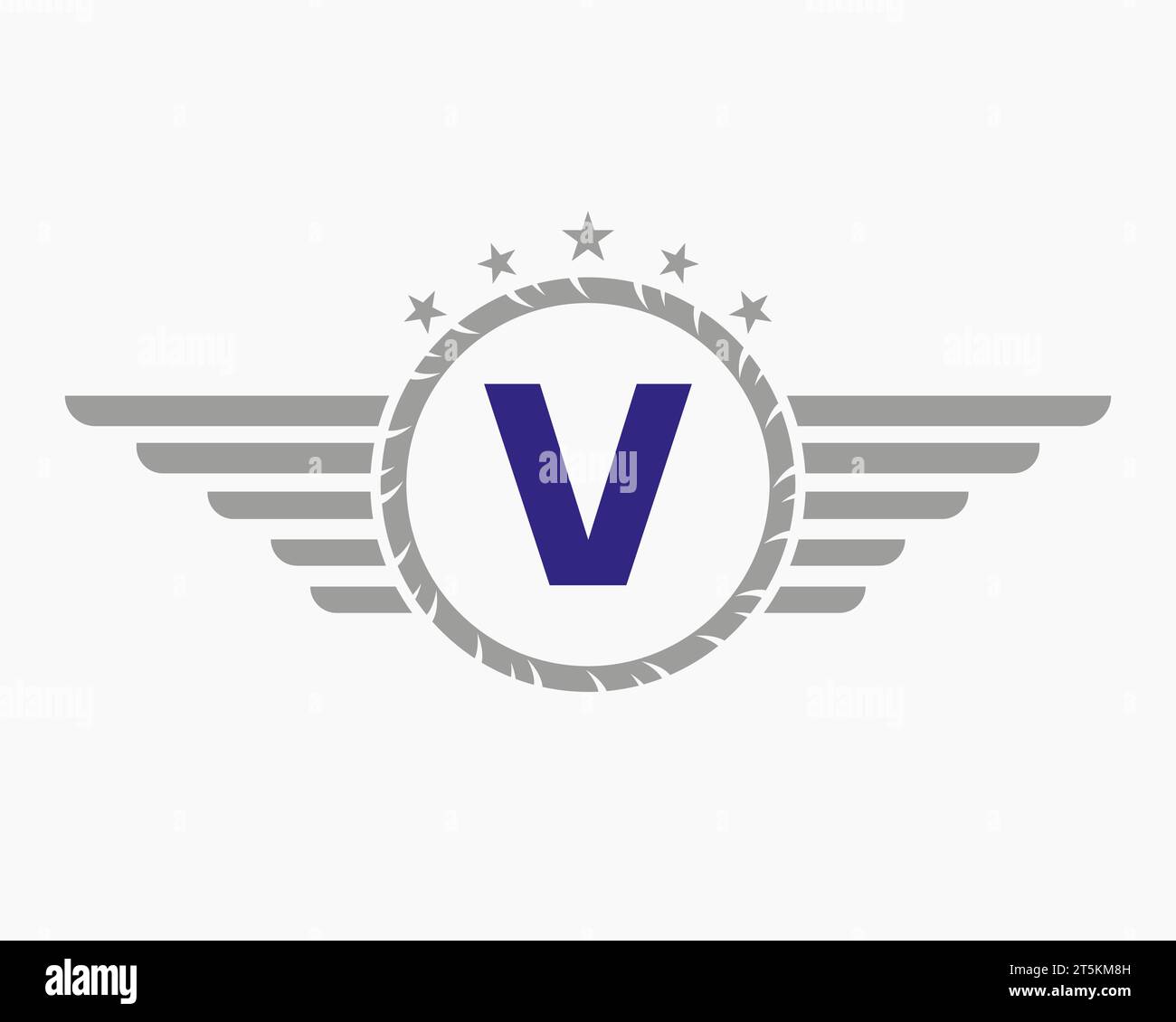 Initial Wing Logo On Letter V For Transportation Logo With Star And ...
