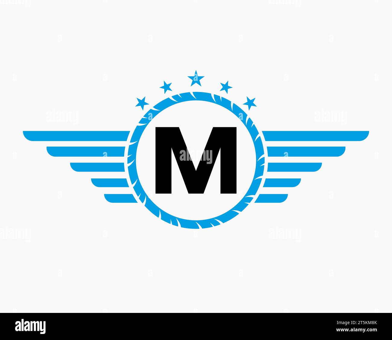 Initial Wing Logo On Letter M For Transportation Logo With Star And ...