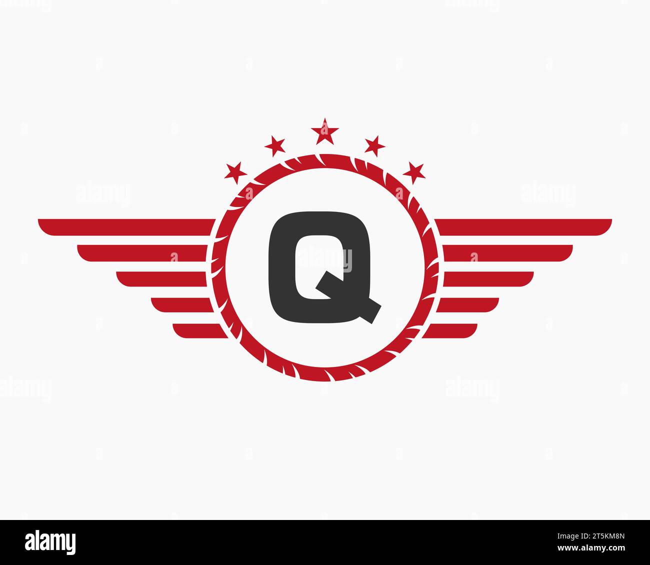 Initial Wing Logo On Letter Q For Transportation Logo With Star And ...